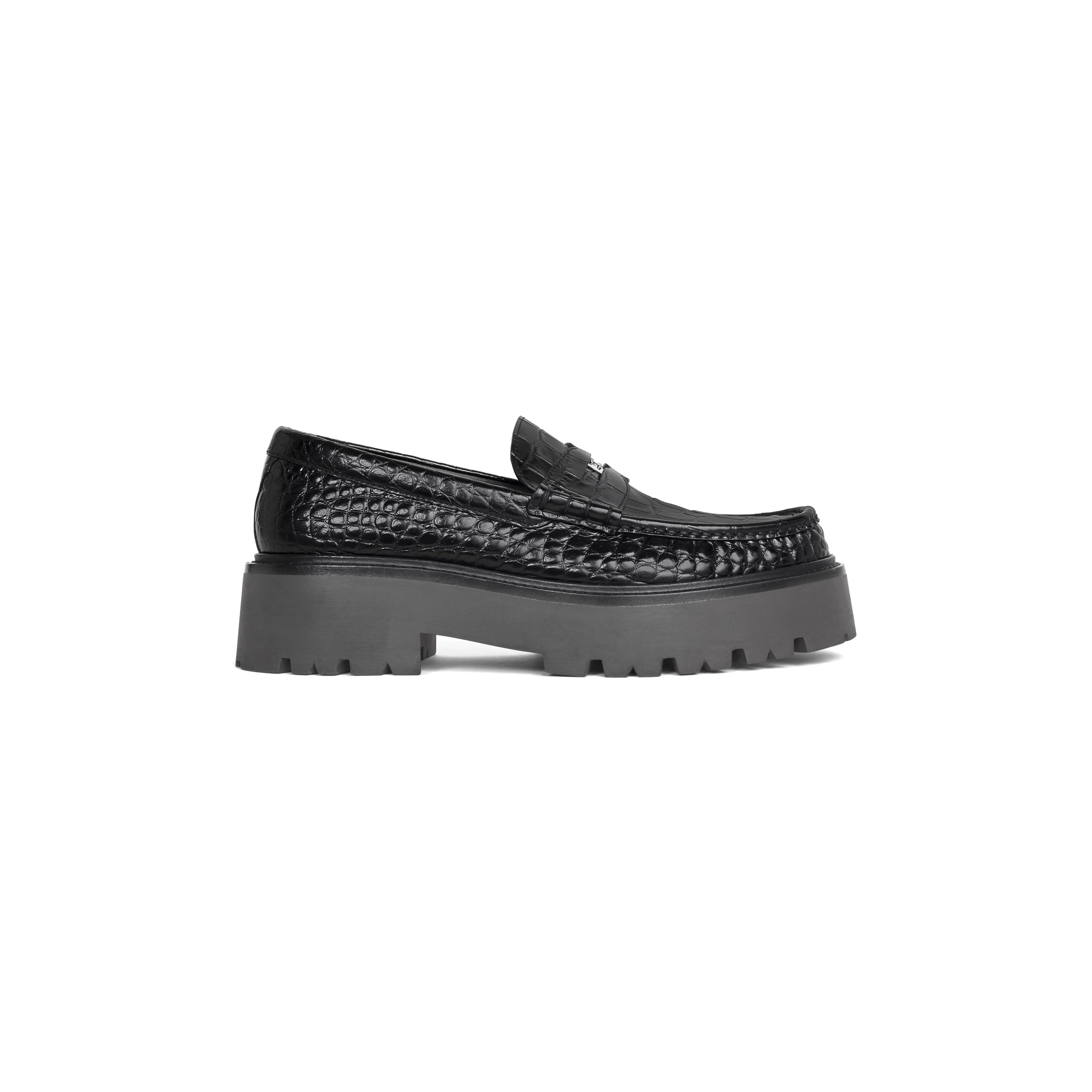CÉLINE BULKY PENNY CROC EMBOSSED STAMPED CALFSKIN CHUNKY LOAFERS ...