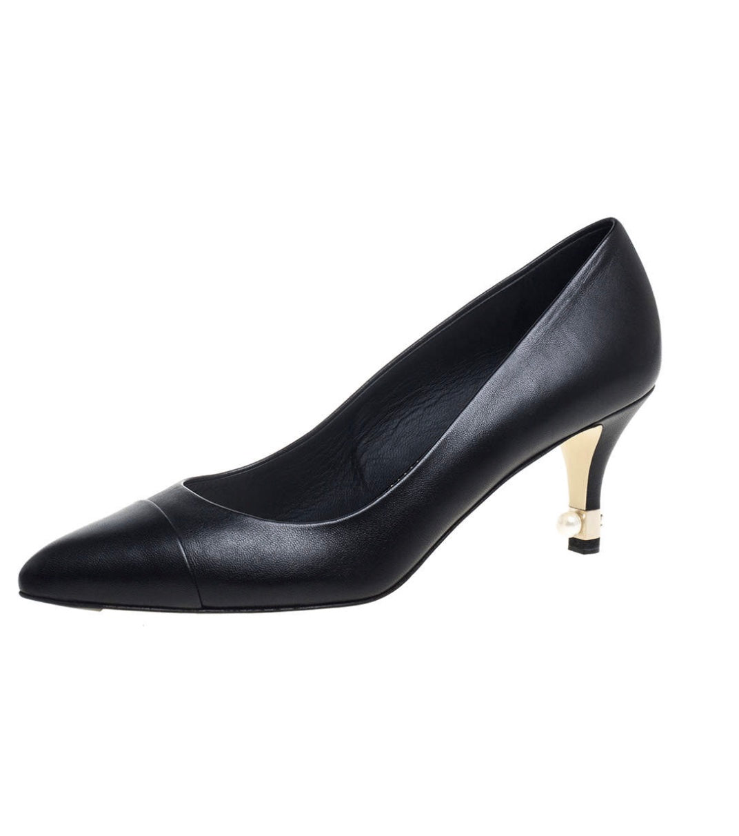 CHANEL CC CAP TOE PEARL EMBELLISHED HEEL PUMPS – Caroline's Fashion ...