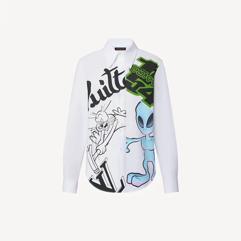 LOUIS VUITTON CARTOON ALIEN GRAPHIC BUTTON DOWN SHIRT – Caroline's ...