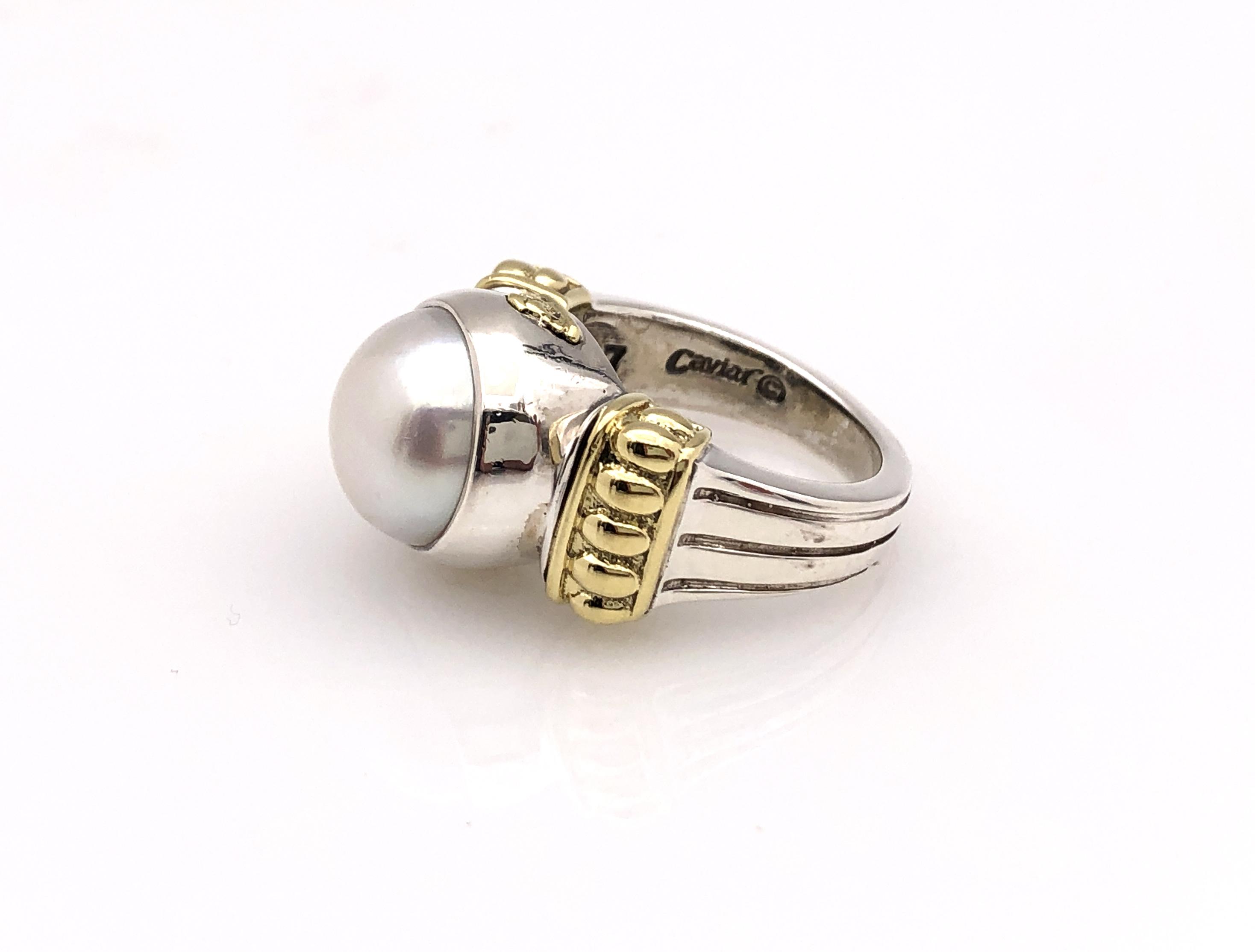 LAGOS LUNA PEARL 18K GOLD AND SILVER RING – Caroline's Fashion Luxuries