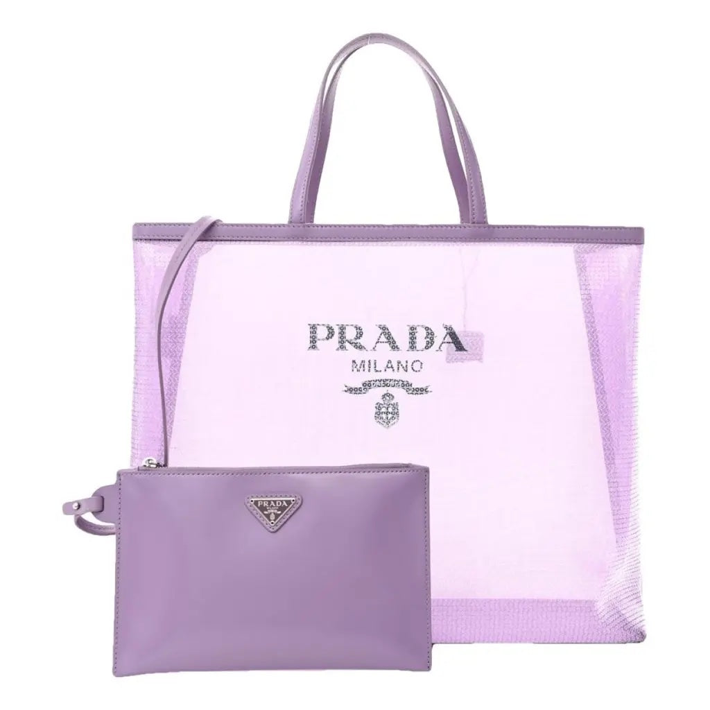 PRADA MESH SEQUIN LOGO TOTE BAG – Caroline's Fashion Luxuries