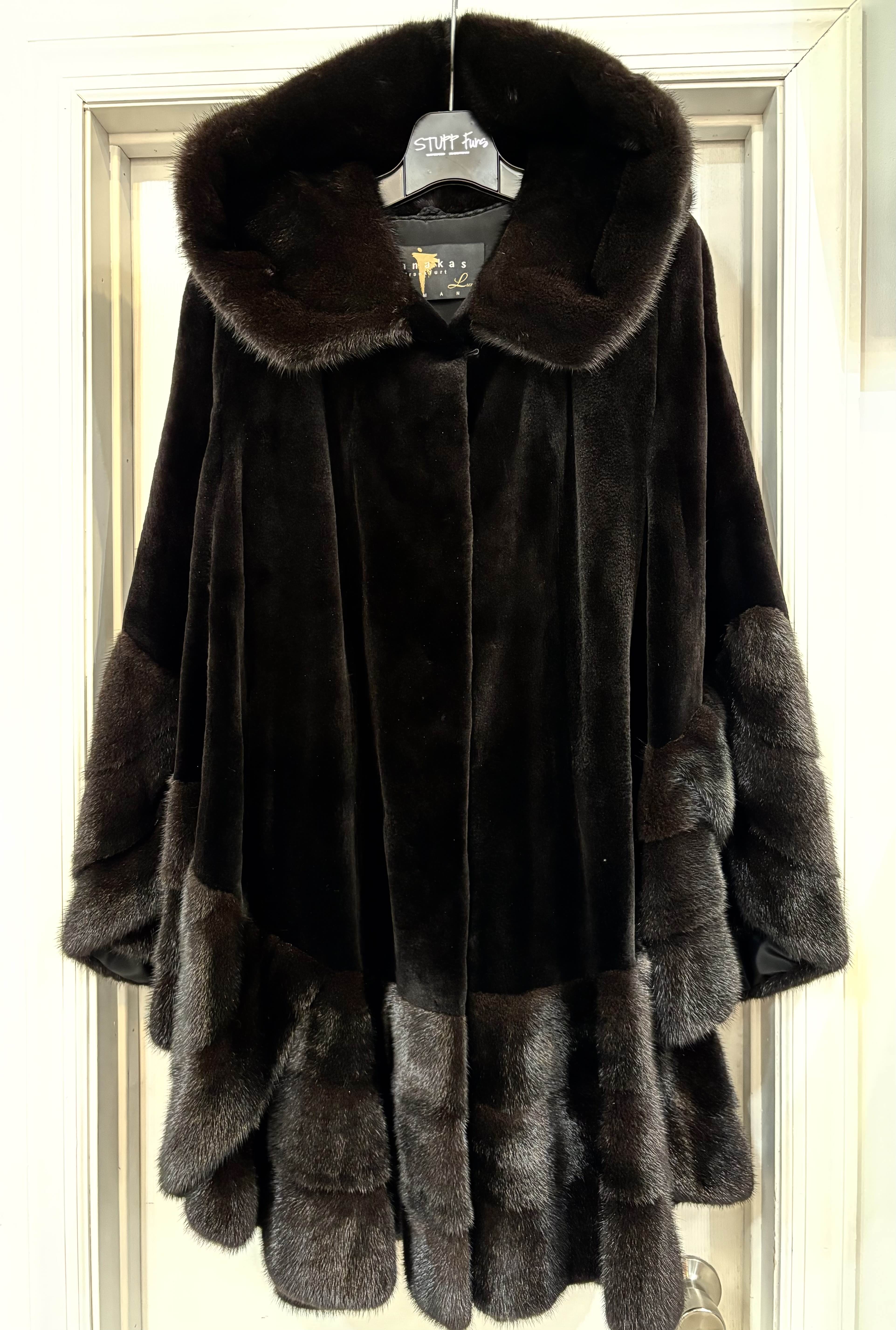 SHEARED MINK SWING COAT WITH TRIM AND HOOD – Caroline's Fashion Luxuries