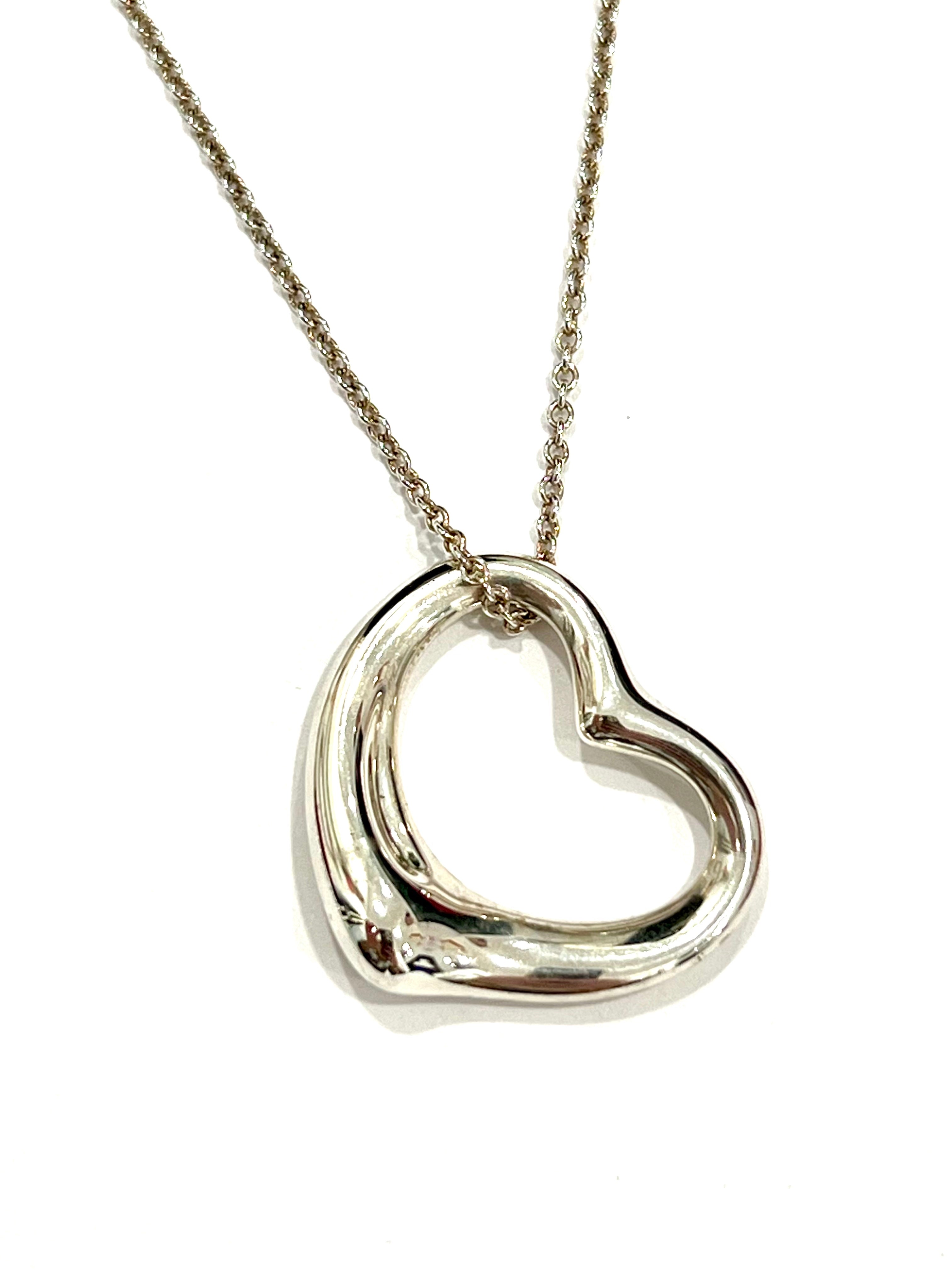 TIFFANY & CO. ELSA PERETTI LARGE OPEN HEART STERLING SILVER NECKLACE ...