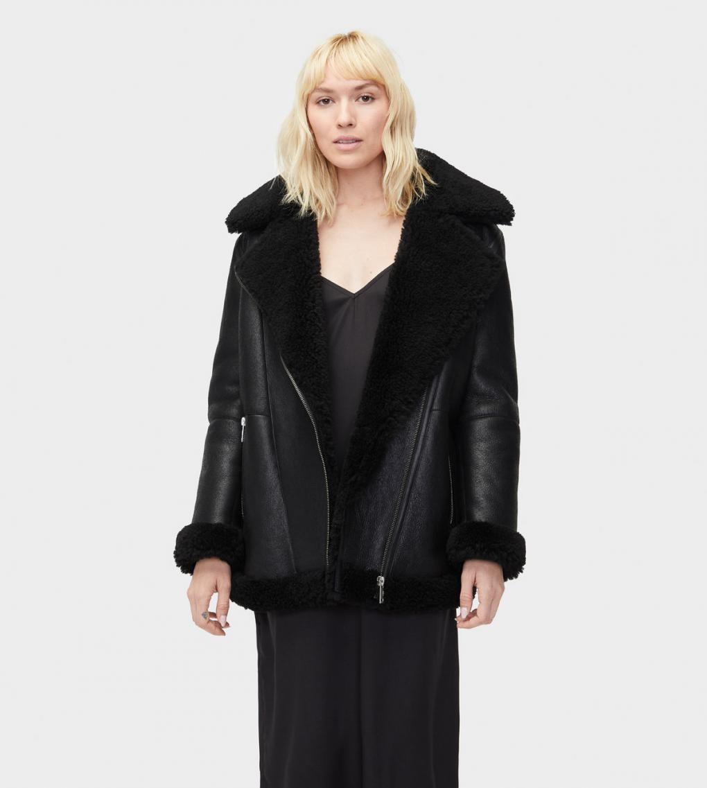UGG ARRABELLA SHEARLING MOTO LEATHER JACKET – Caroline's Fashion Luxuries