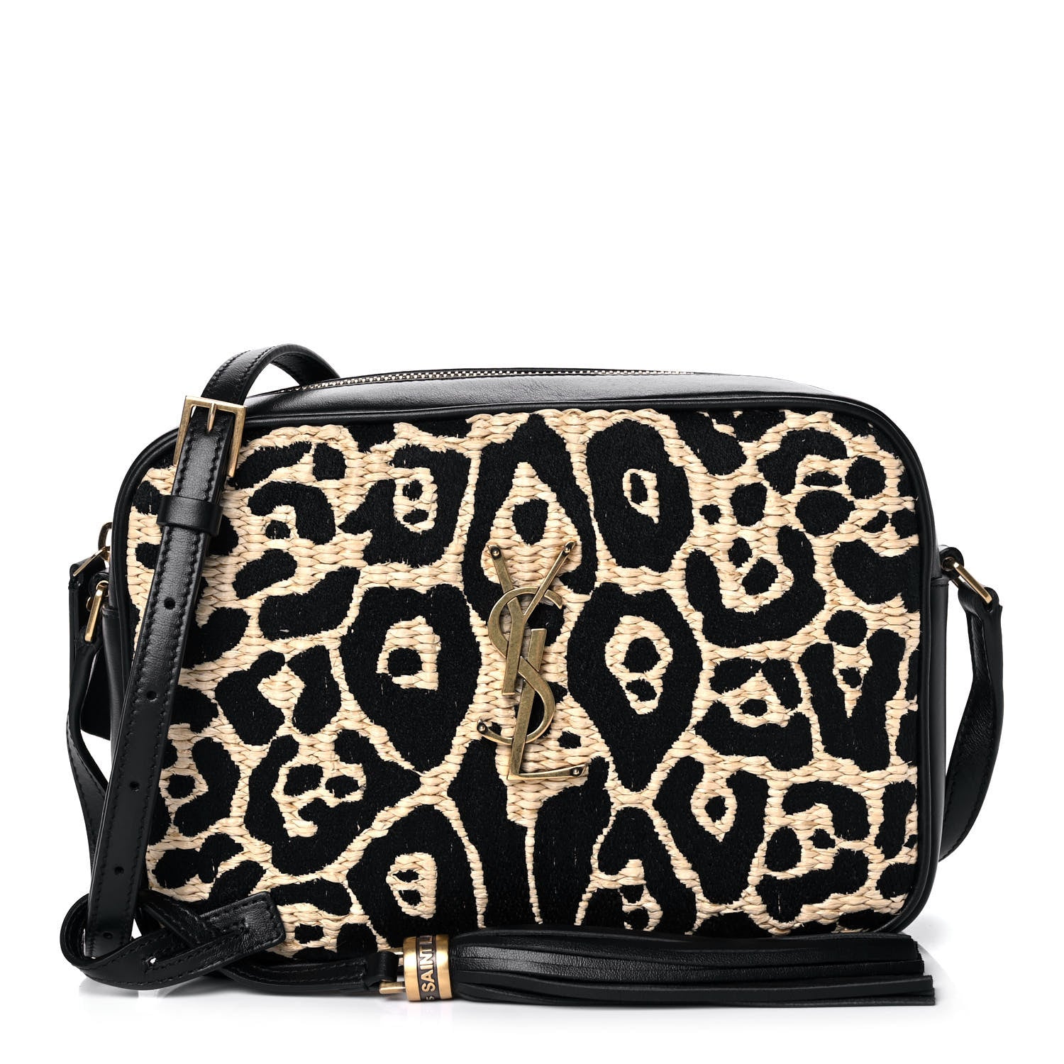 SAINT LAURENT LOU ANIMAL PRINT RAFFIA YSL MEDIUM CAMERA BAG – Caroline ...