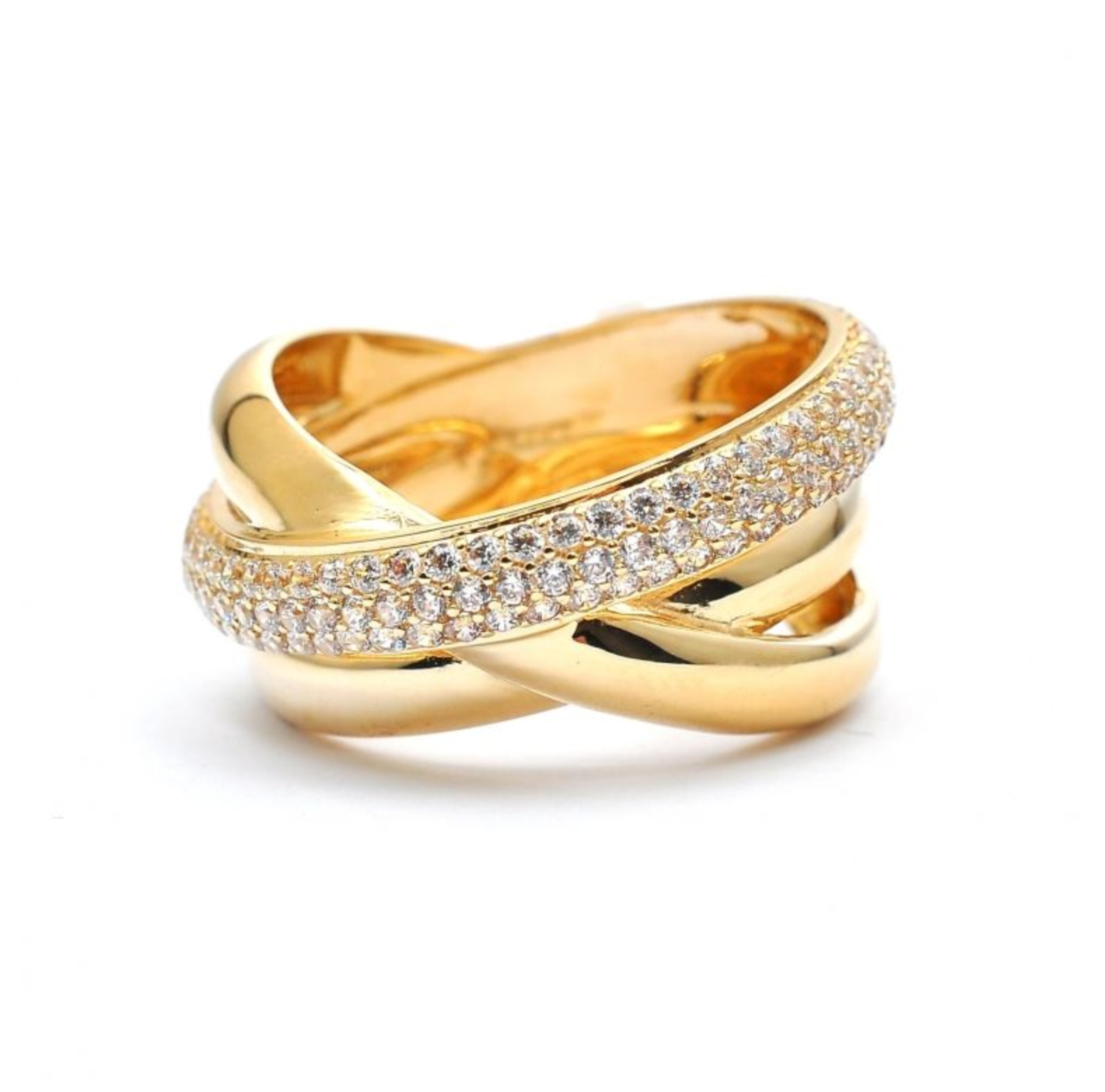14K GOLD DIAMOND TRINITY INTERLOCKING BANDS RING – Caroline's Fashion ...