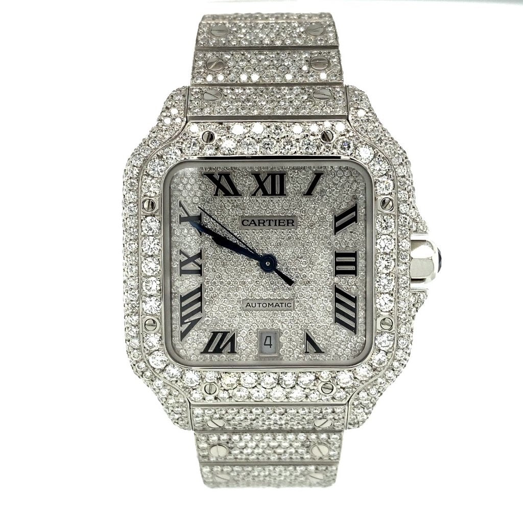 Cartier Santos De Cartier Pave Diamond Watch – Caroline's Fashion Luxuries