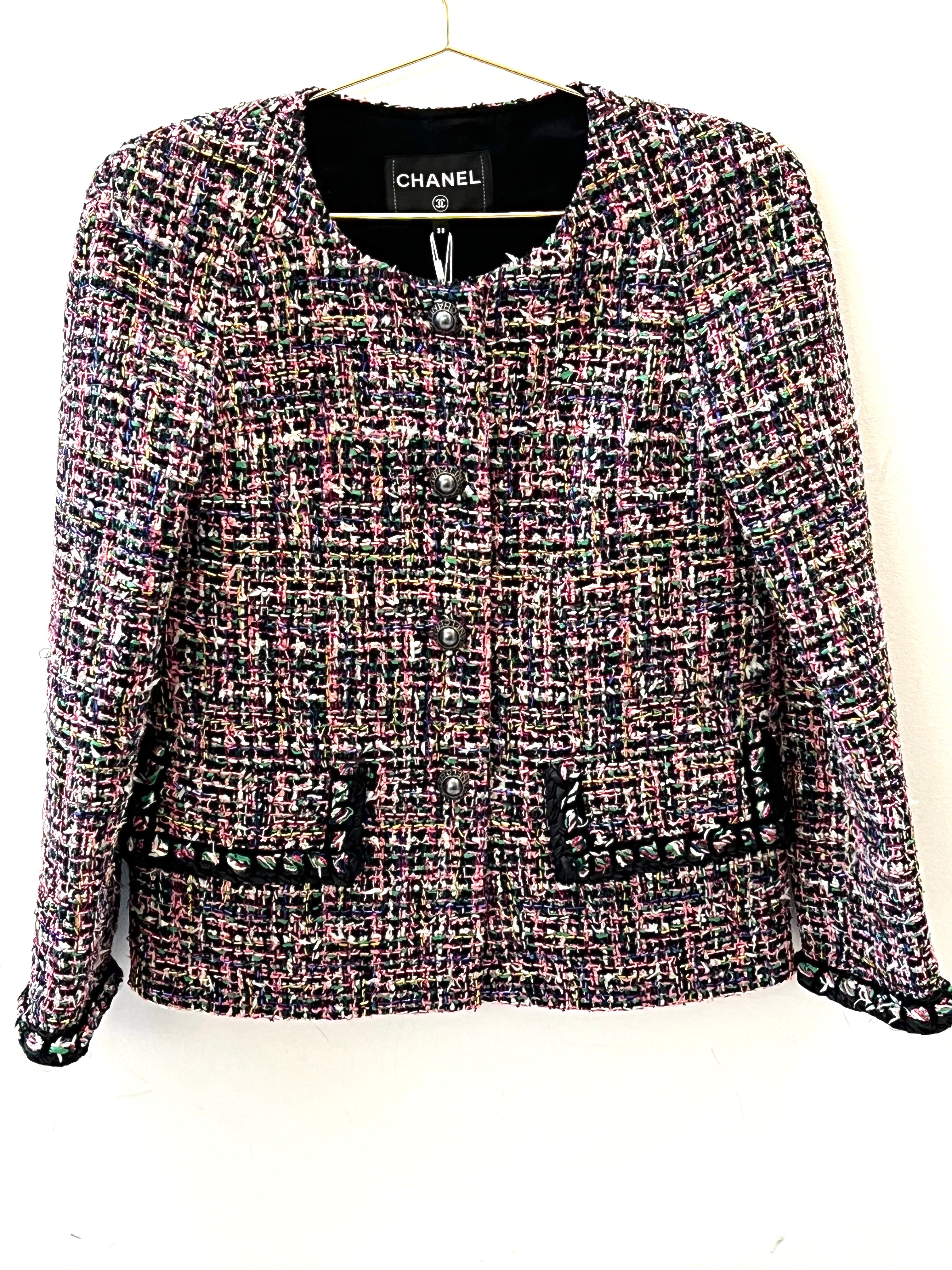 CHANEL BLACK MULTICOLOR TWEED TIMELESS JACKET – Caroline's Fashion Luxuries