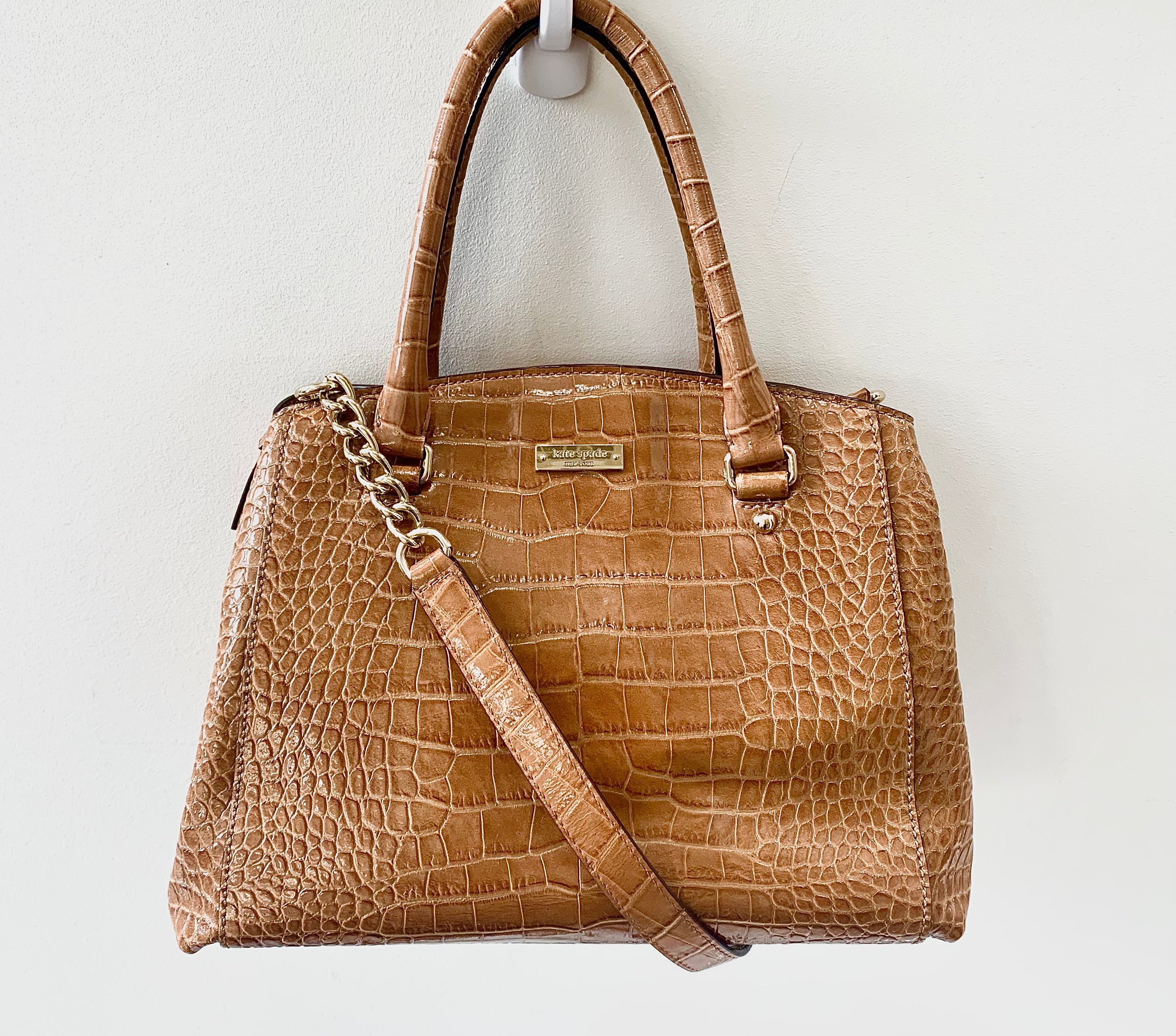 KATE SPADE CROC EMBOSSED PATENT LEATHER SATCHEL – Caroline's Fashion ...